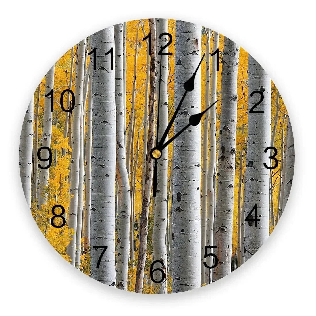 Yellow Birch Forest With White Trunks Wall Clocks Silent Home Cafe ...