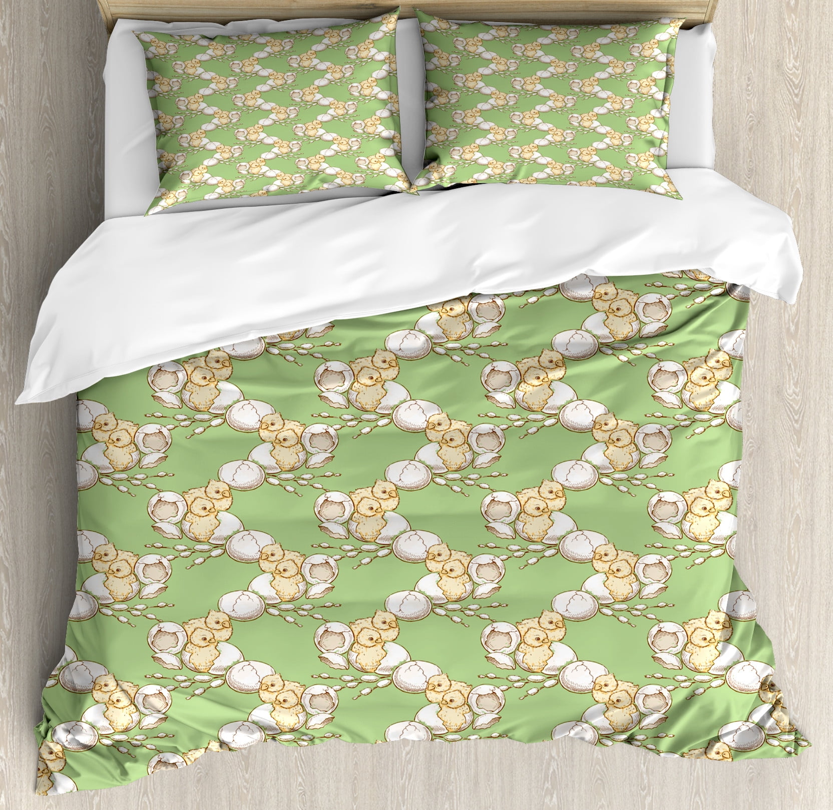 Yellow Bird Duvet Cover Set, Recently Hatched Little Chickens Vintage ...
