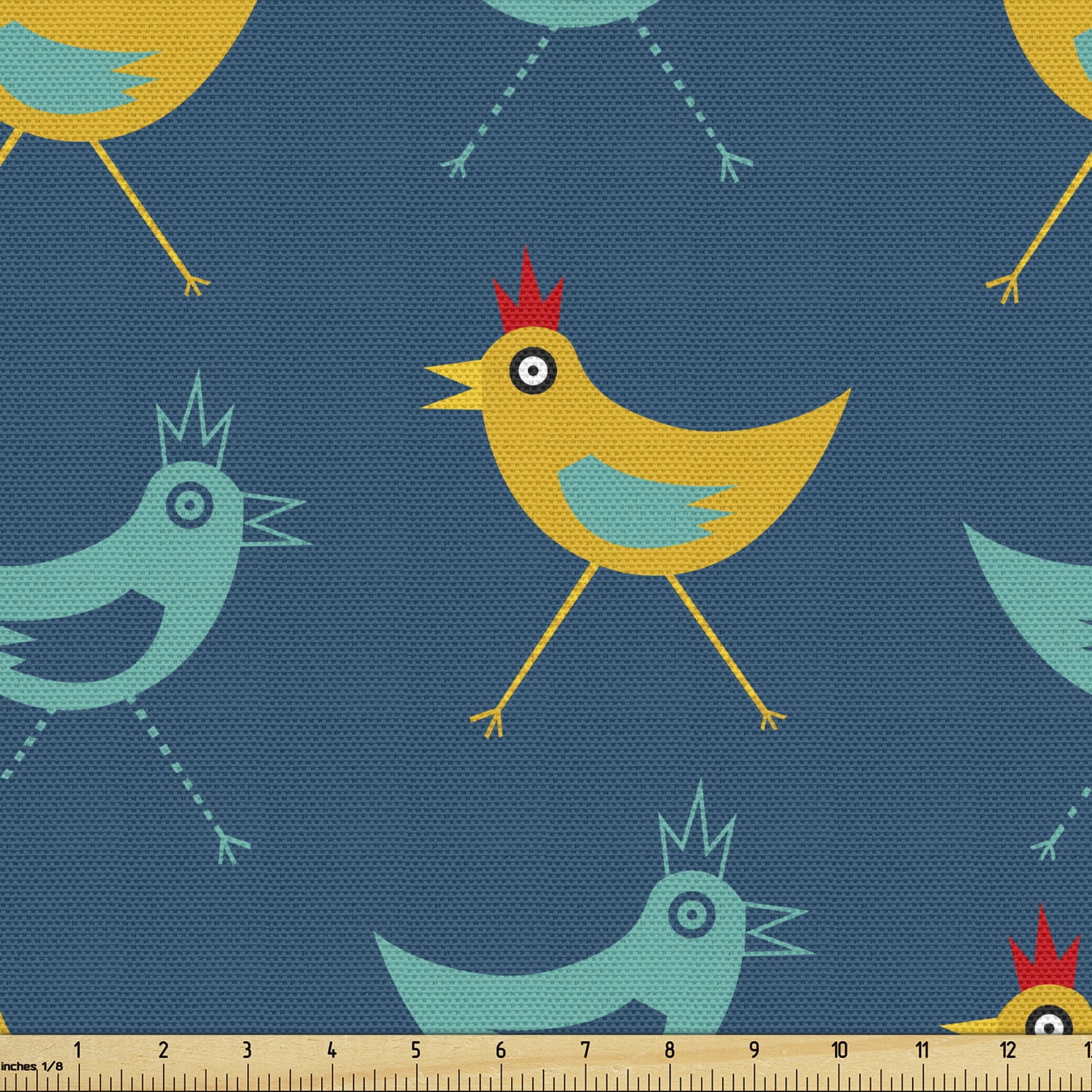 Ambesonne Yellow Bird Fabric by the Yard Upholstery, Funny Abstract ...