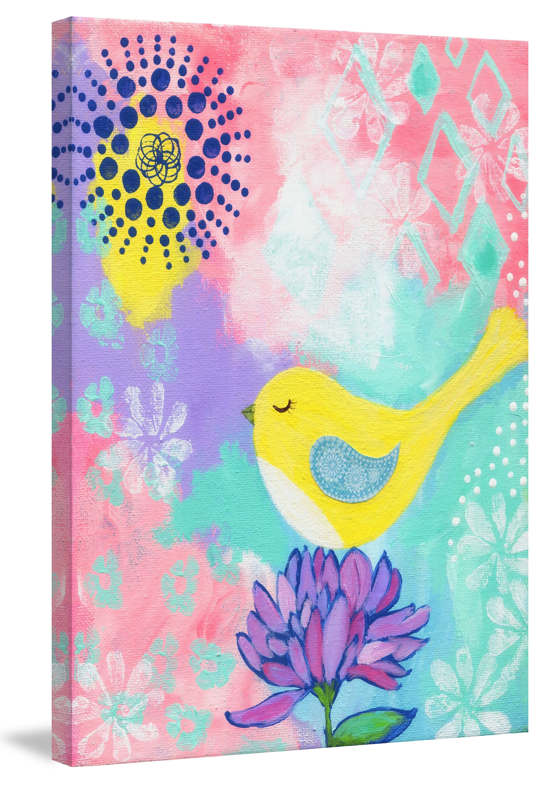 "Yellow Bird" Painting Print on Wrapped Canvas - Walmart.com
