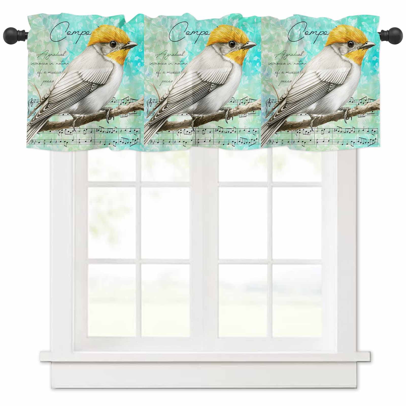 Yellow Bird Valances for Windows Farmhouse Kitchen Curtains Valances ...