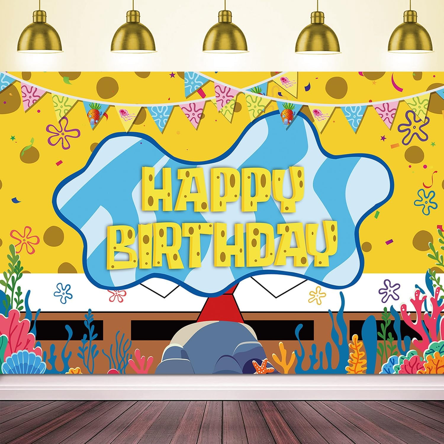 Yellow Birthday Party Decorations Backdrop Banner 5x3Ft Happy Birthday ...