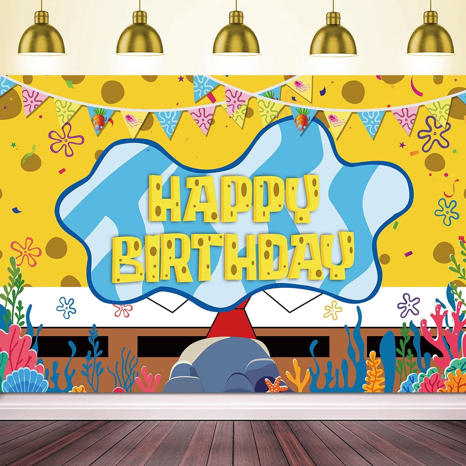 Yellow Birthday Party Decorations Backdrop Banner 5x3Ft Happy Birthday ...