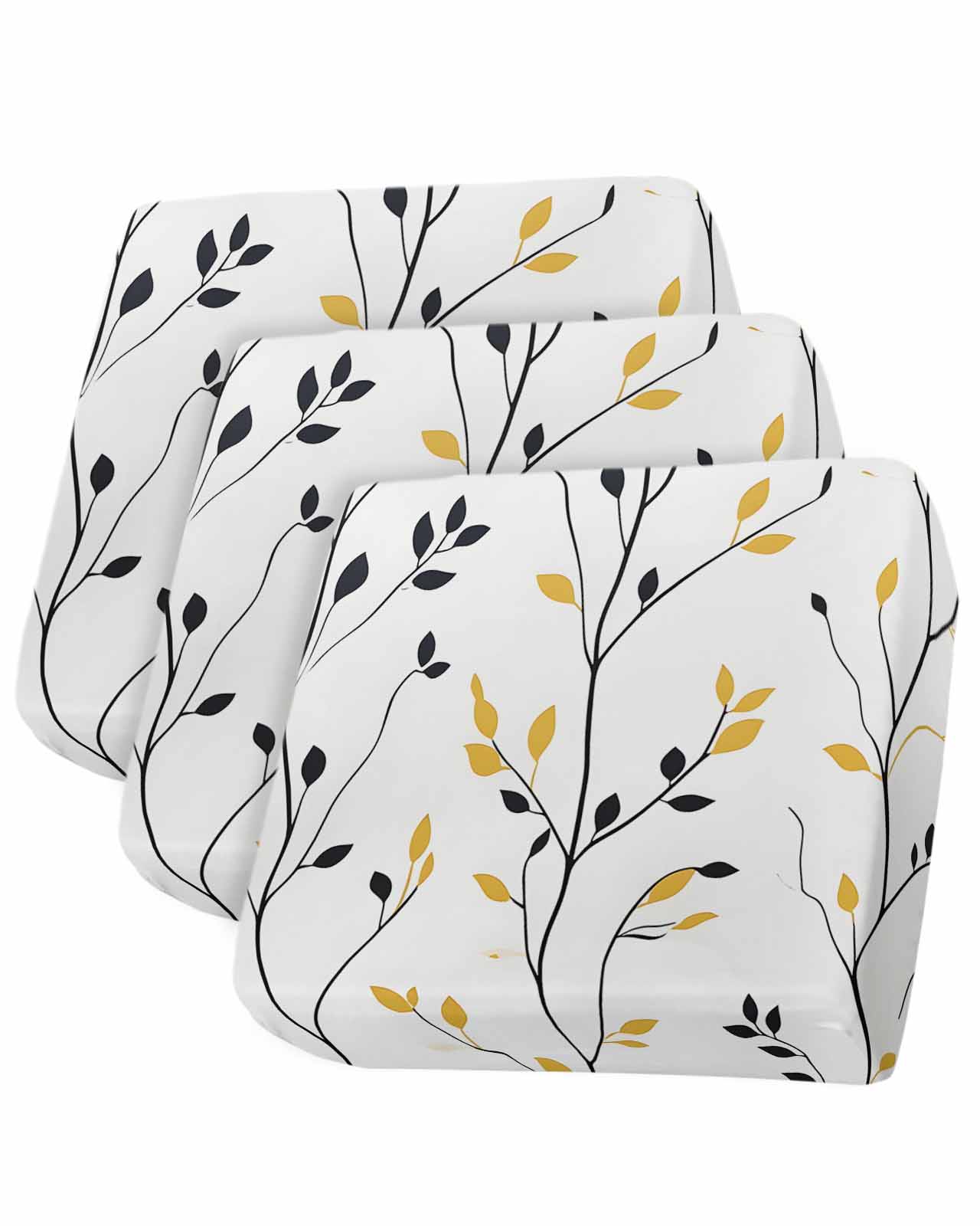 Yellow Black Branches Sofa Couch Cushion Covers Washable, Removable ...