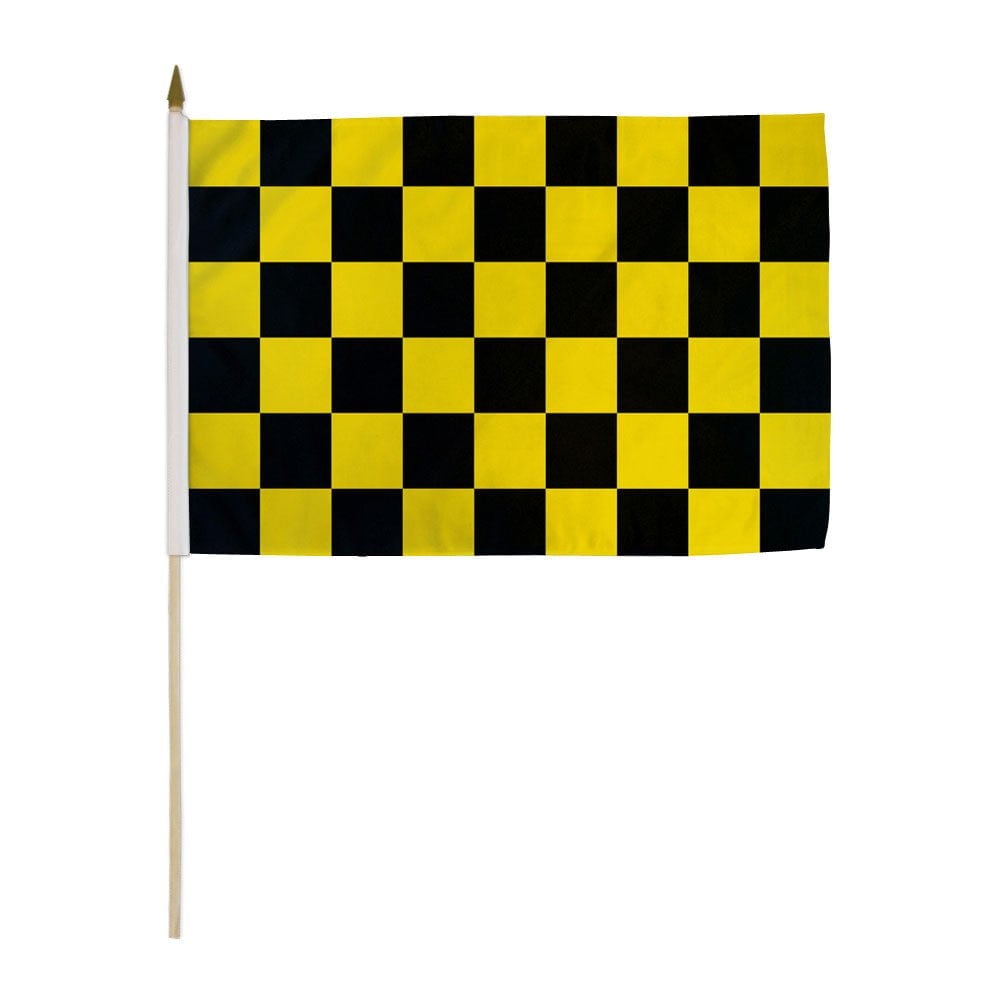 Yellow & Black Checkered 12x18in Stick Flag - Walmart.com