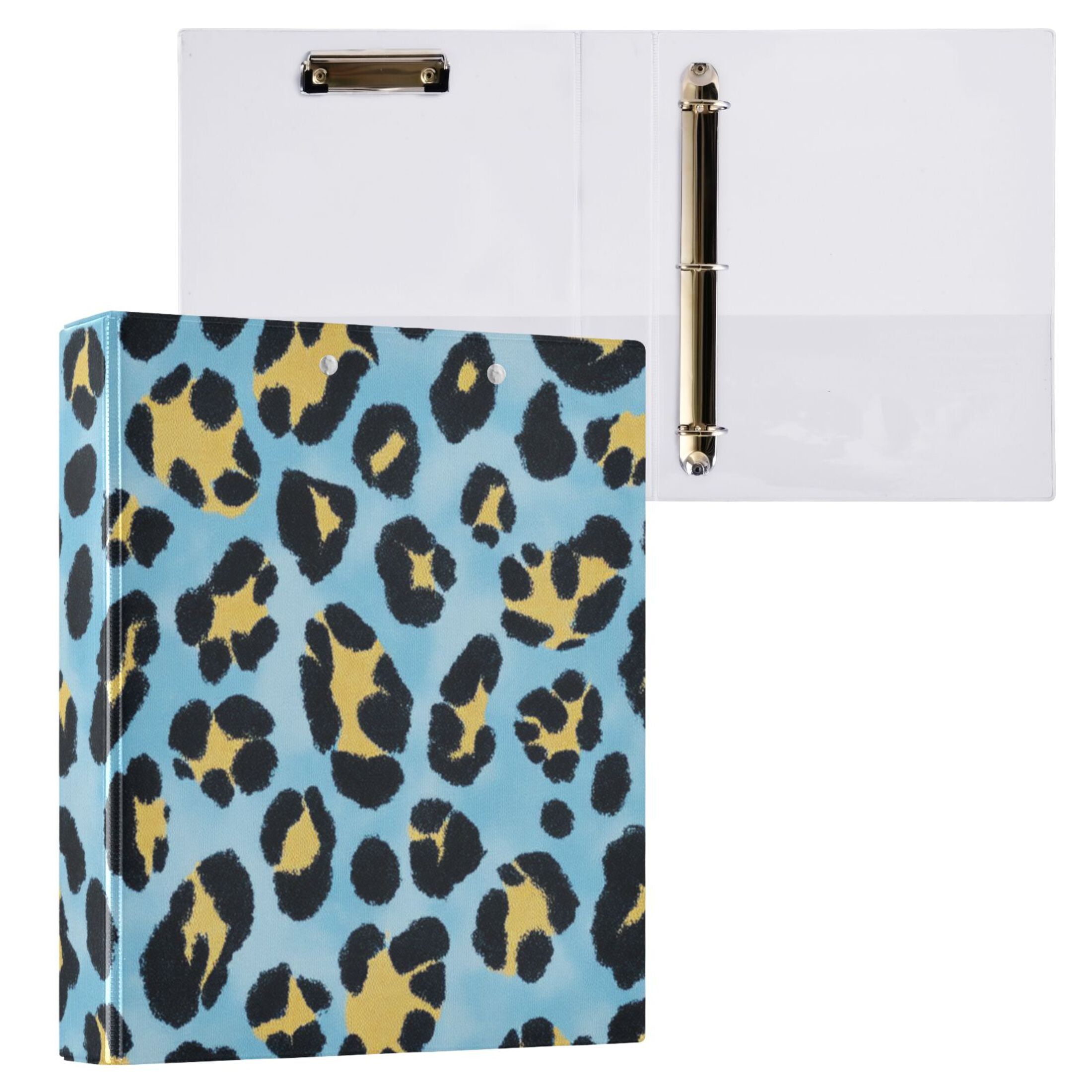 Yellow Black Leopard Skin Print Round Ring Binder 3 Rings 1.5" Capacity ...
