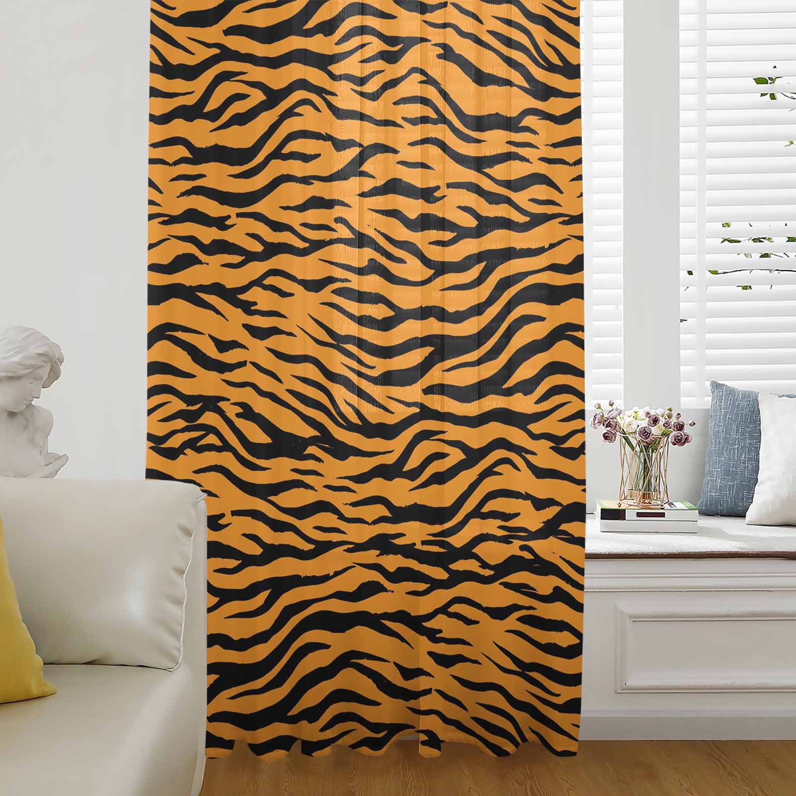 Yellow Black Semi Sheer Curtains Drapes for Living Room, Bedroom ...