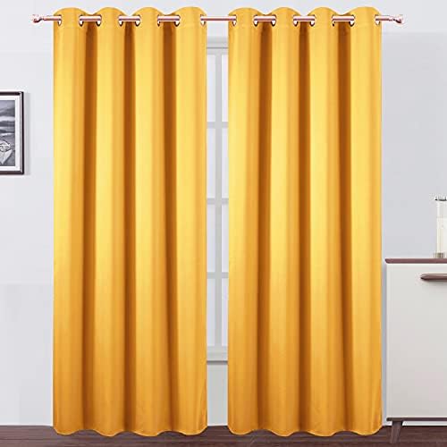 Yellow Blackout Curtains/52 x 108 Inch/Set of 2 Panels Thermal ...