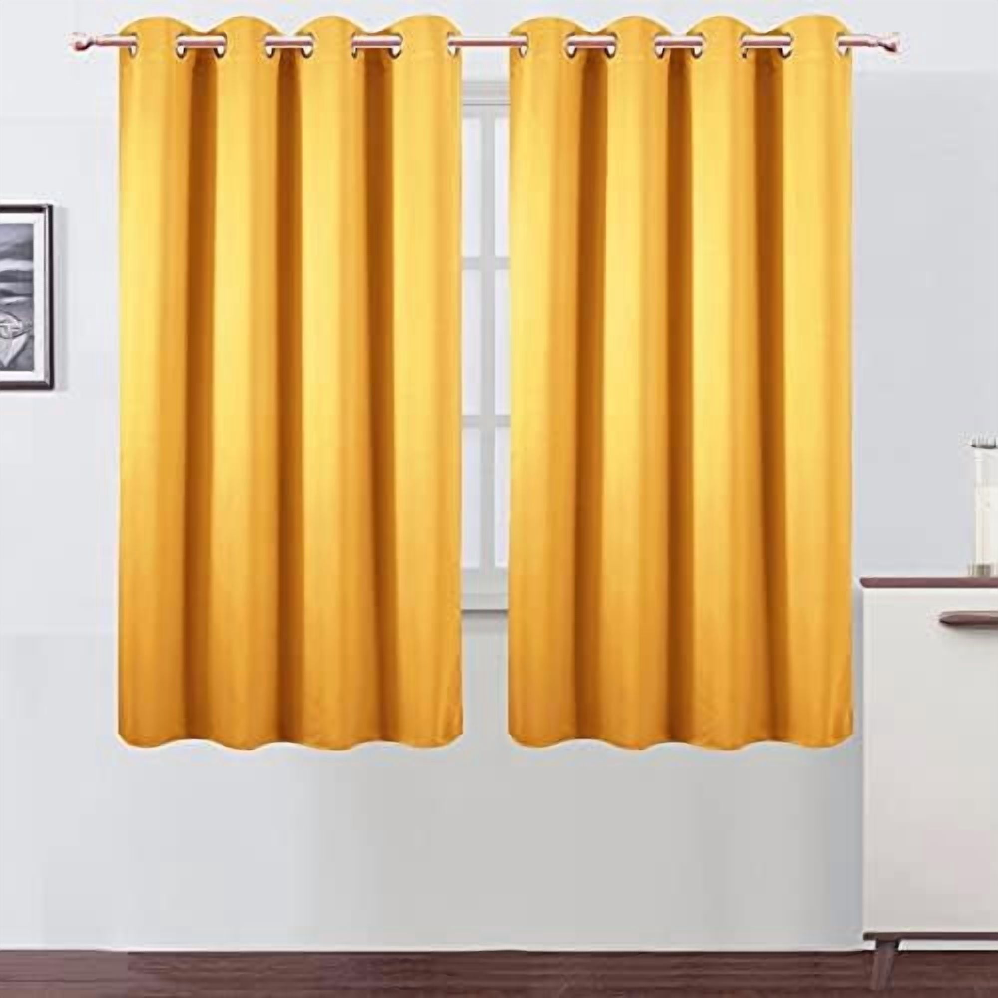 Yellow Blackout Curtains 66 x 63 Inch Length/Set of 2 Curtain Panels ...