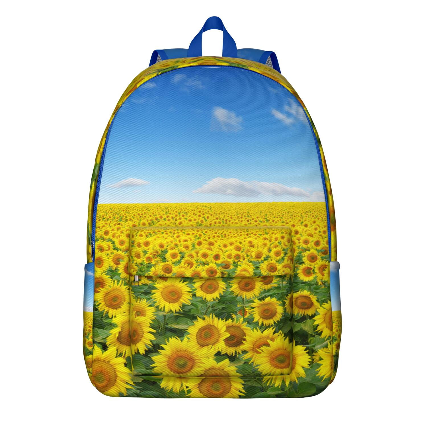 Yellow Bloom Sunflower Backpack - Vintage Floral Waterproof Daypack ...