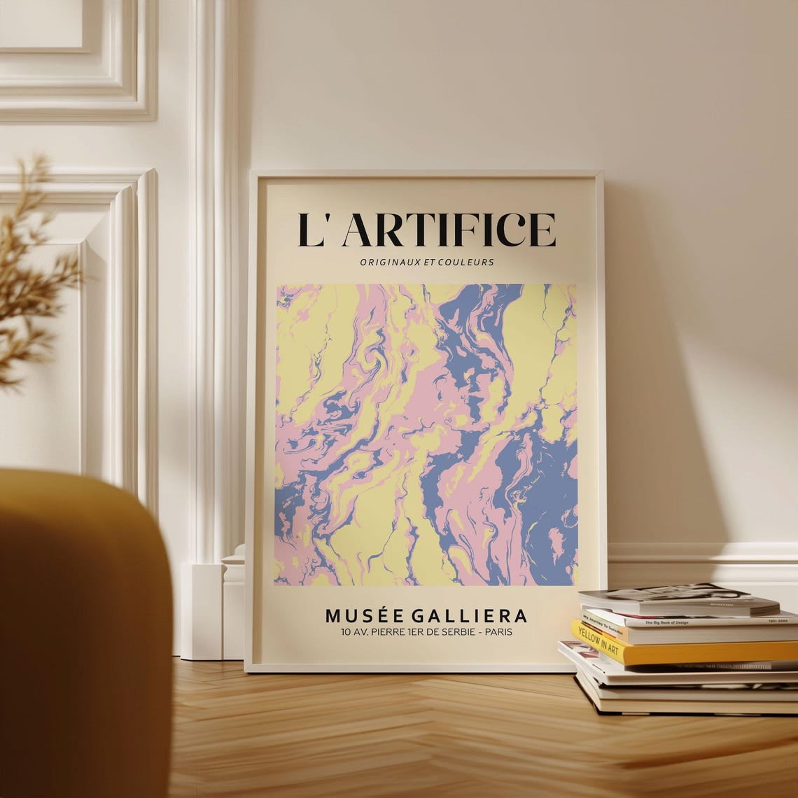 Yellow Blue Abstract Wall Art, Minimalist Wall Art, Exhibition Gallery ...