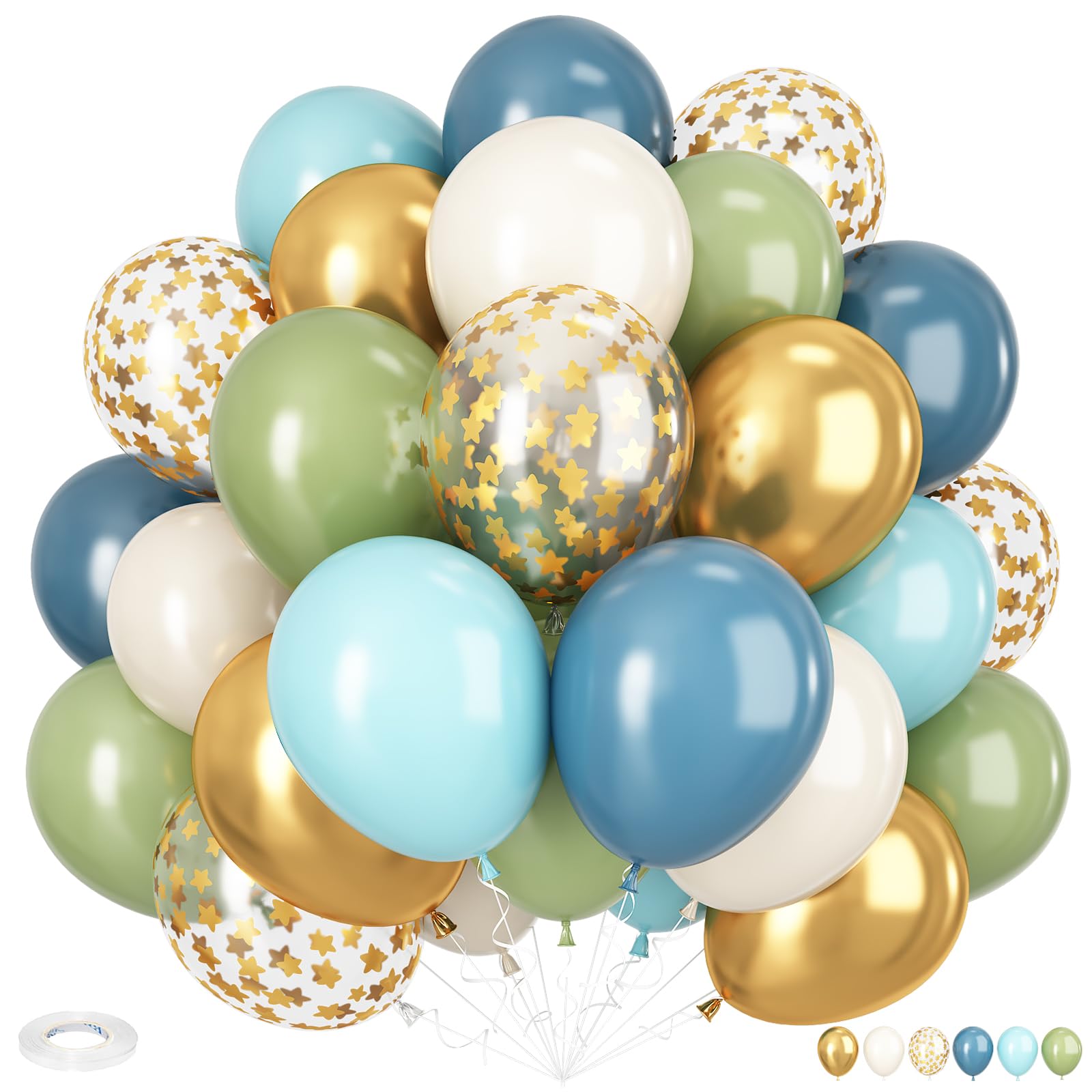 Yellow Blue Balloons, 12 Inch Blue and Yellow Balloons Set Pastel Blue Yellow Balloons Metallic ...