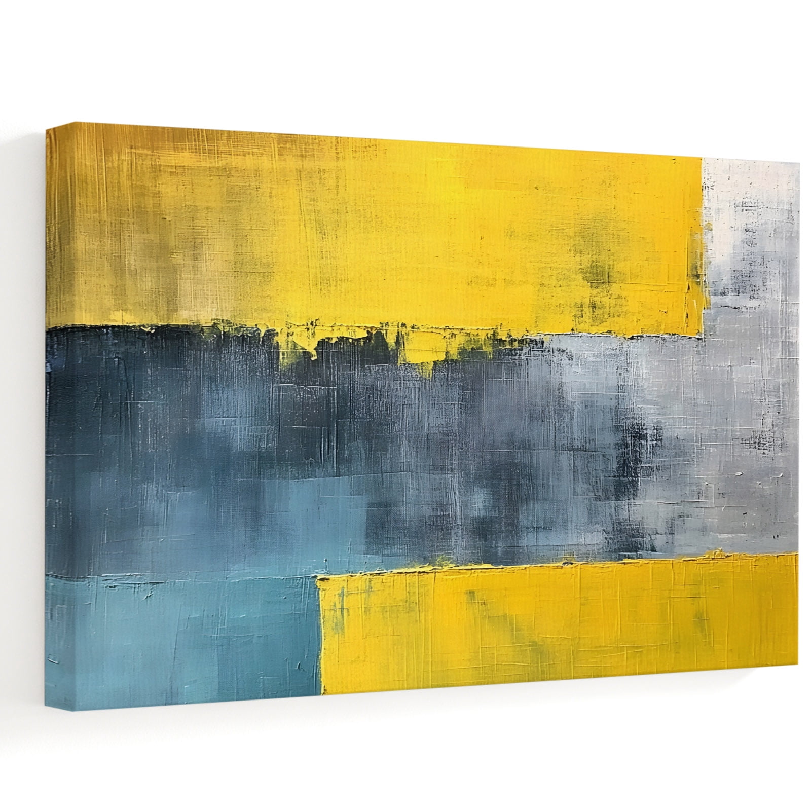 Yellow Blue Color Block Canvas Wall Art 36