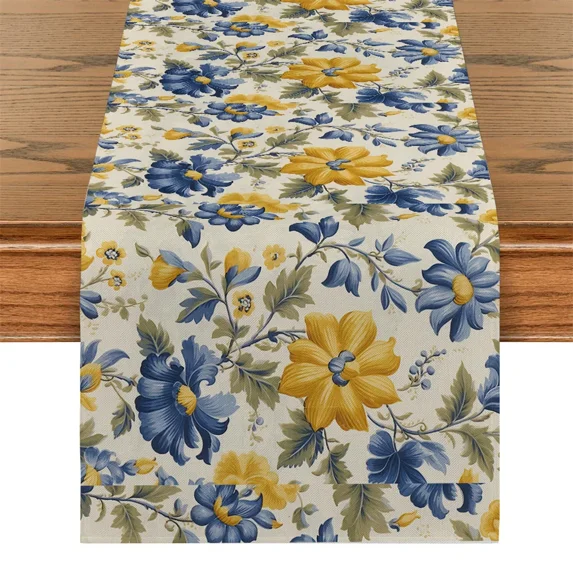 Yellow Blue Daisy Table Flag Garden Green Plant Tables Runners Peak ...