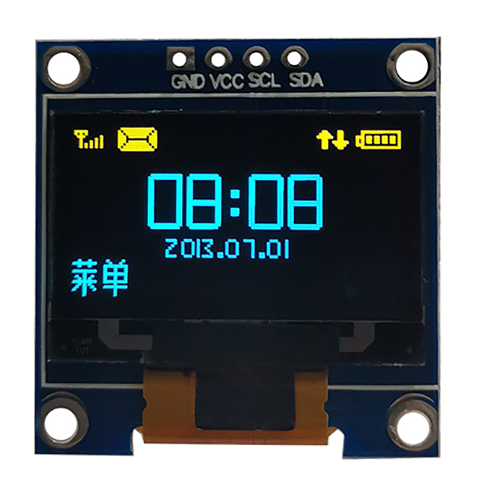 Yellow Blue Dual Color 3.3V 5V 0.96in Organic LED Display Screen ...