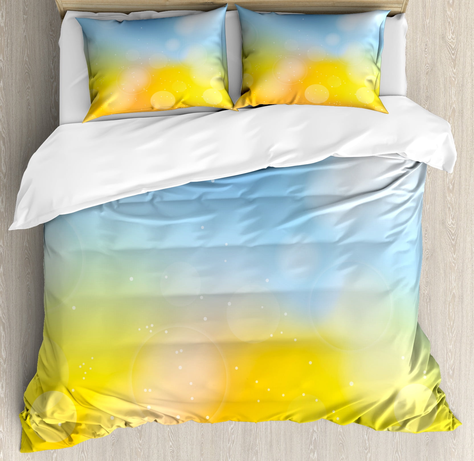 Yellow and Blue Duvet Cover Set, Gradient Toned Autumn Season Frame in ...