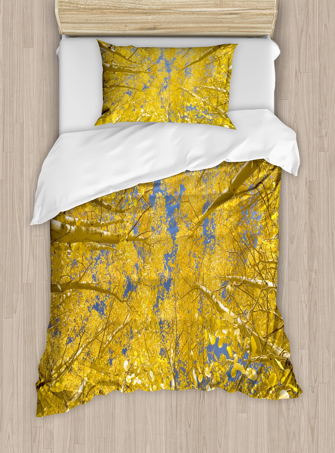 Yellow and Blue Duvet Cover Set, Looking Skyward Amongst the Patch of ...