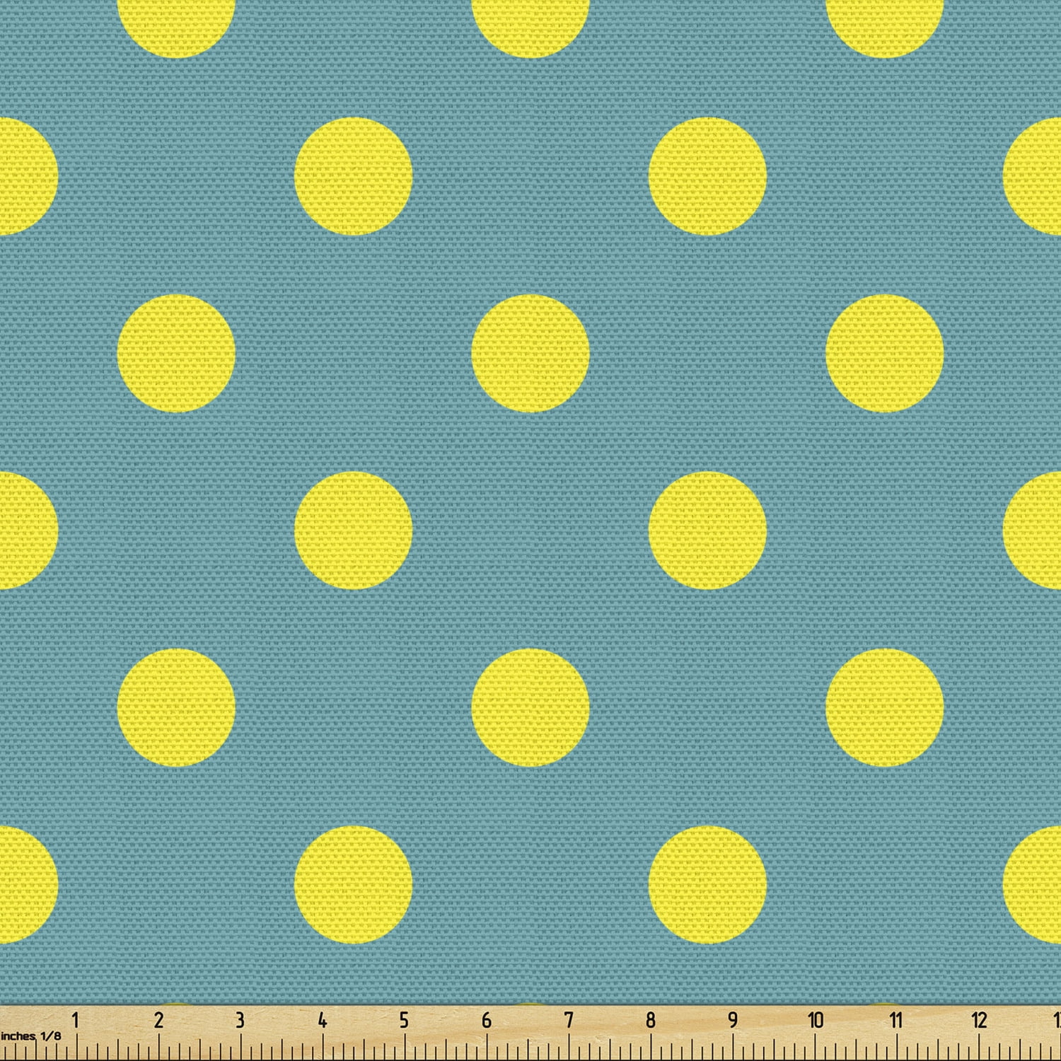 Ambesonne Yellow and Blue Fabric by the Yard Upholstery, Nostalgic Dots ...
