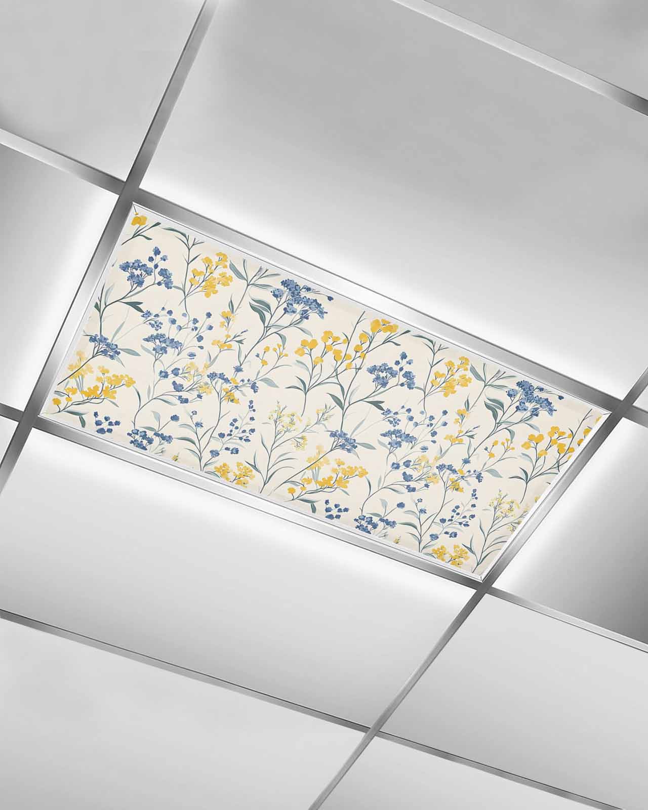 Yellow Blue Flowers Fluorescent Light Covers for Ceiling Lights 4x2 ...