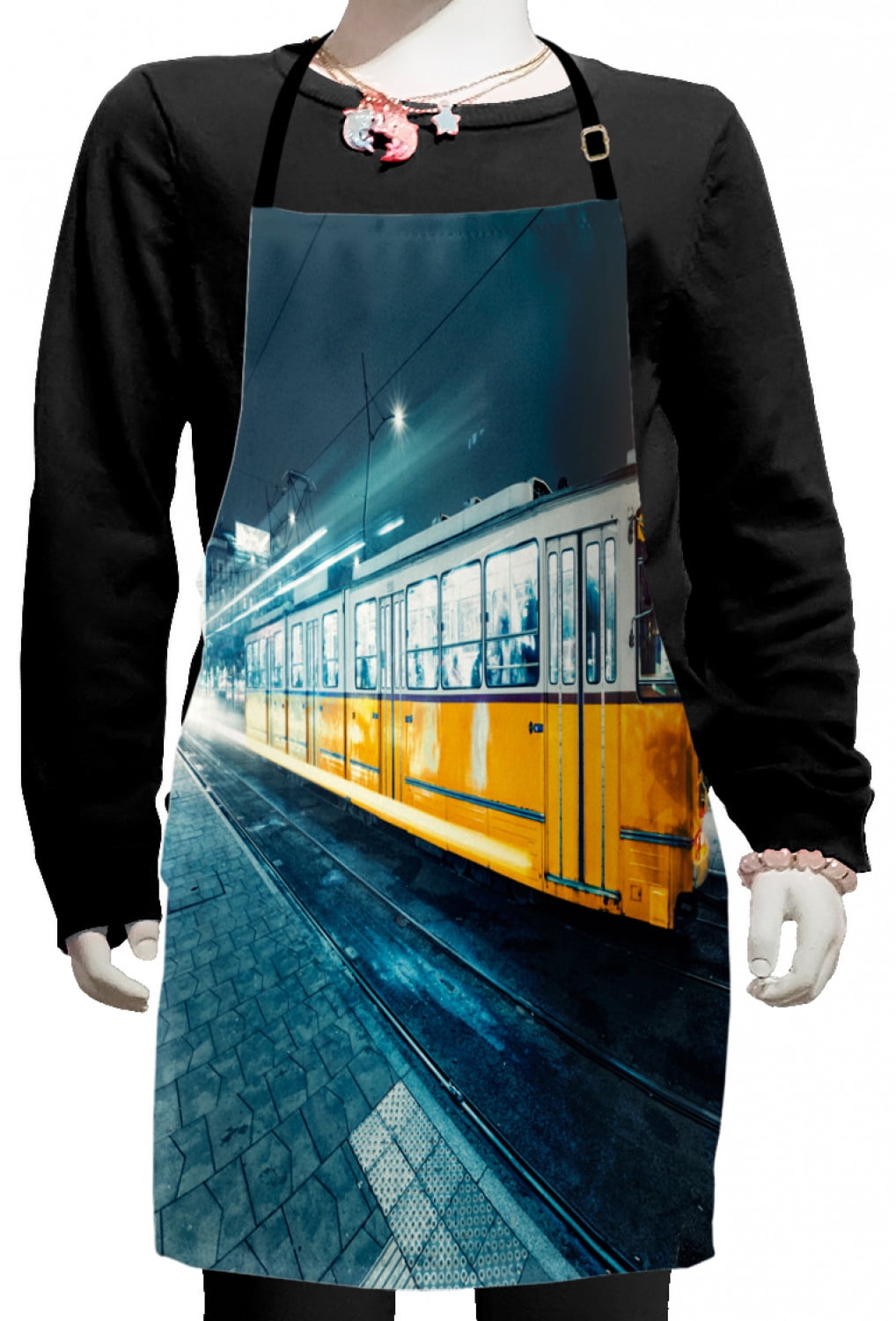 Yellow and Blue Kids Apron, Old Tram in the City Center Vintage Urban ...