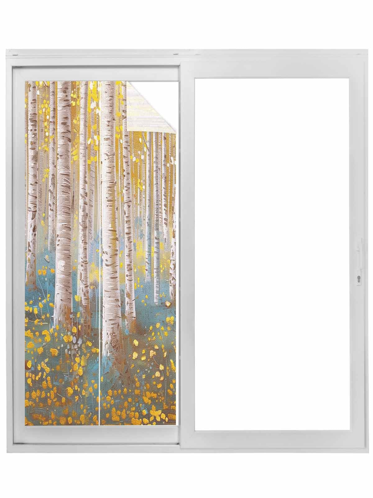 Yellow Blue Oil Painting Window Privacy Film, Contemporary Abstract Art ...