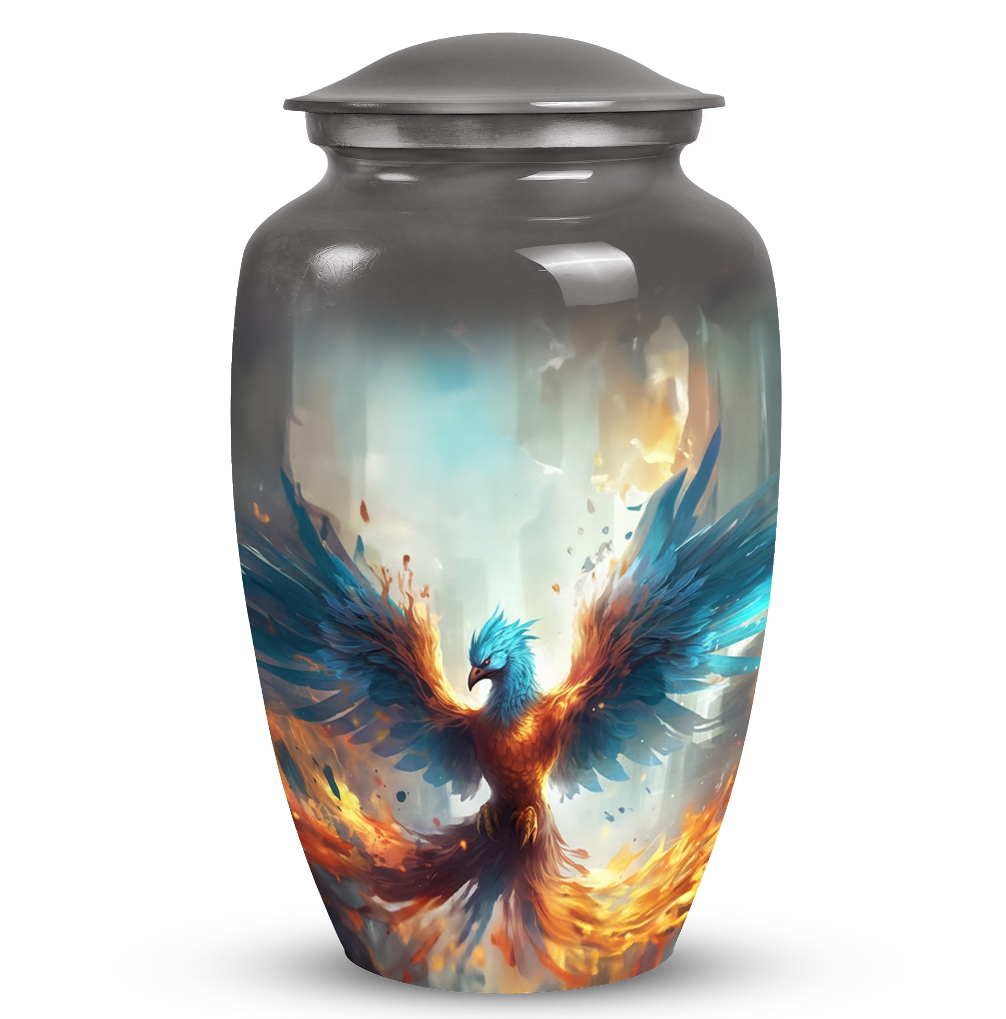 Yellow, Blue Phoenix Spreading Wings Urn For Adult Ashes - Funeral ...