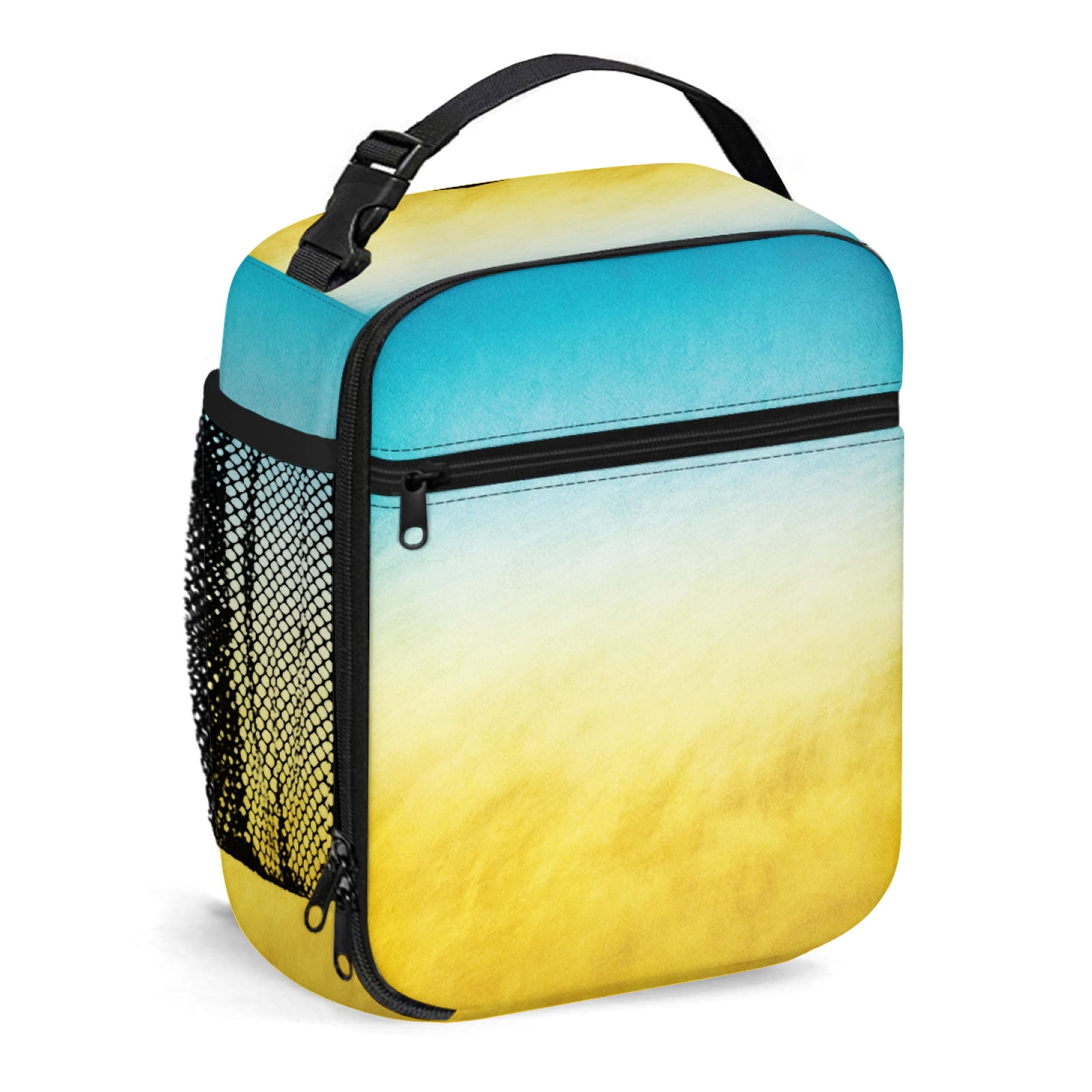 Yellow and Blue Portable Lunch Bag Insulated Meal Bag ,Surf Waves Ocean ...