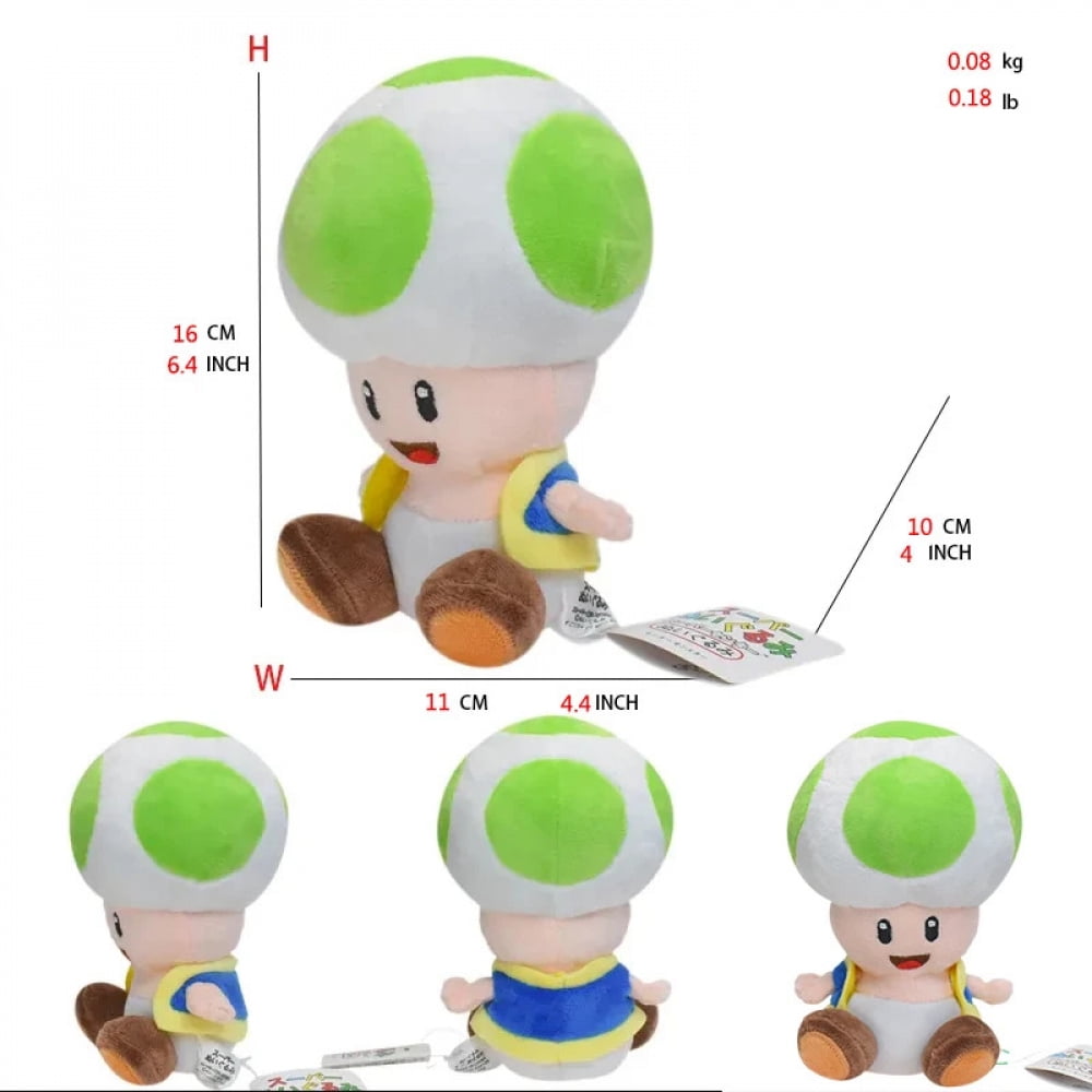 Yellow Blue Red Green Toad Toadette Mushroom Mario Bros Plush Toys ...