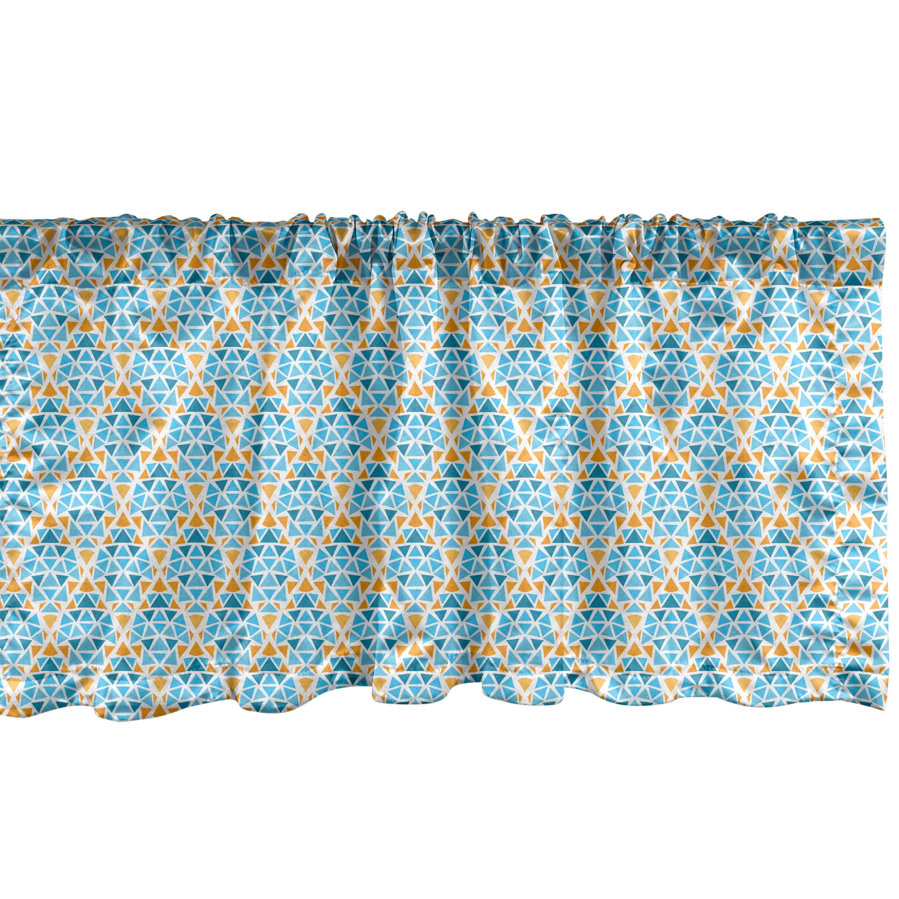 Yellow and Blue Window Valance, Diamond Shaped Triangle Geometric ...