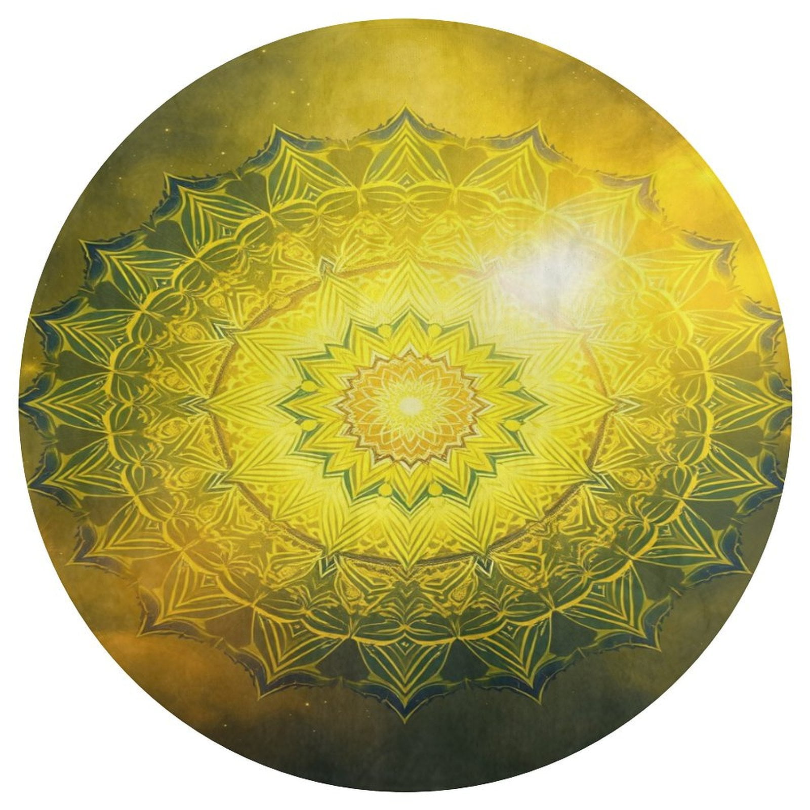 Yellow Boho Mandala Round Area Rug Floor Carpets Washable Indoor Floor ...
