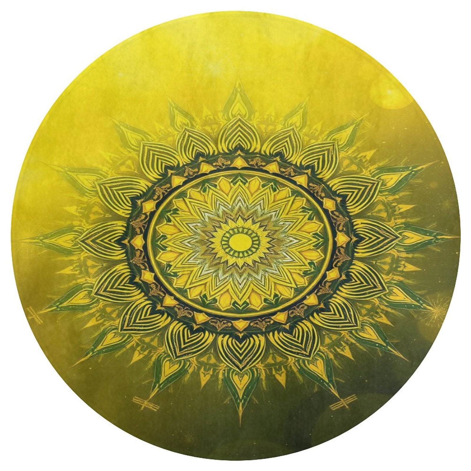 Yellow Boho Mandala Round Area Rug Soft Sofa Nursery Carpet Floor Mat ...