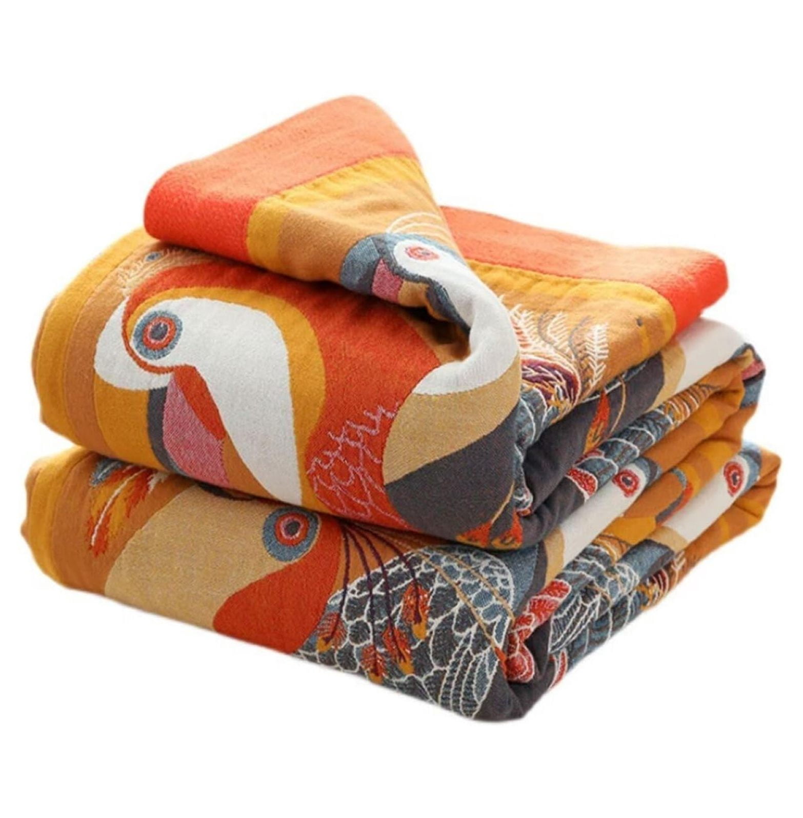 Yellow Boho Throw Blankets for Bed Sofa,100% Cotton Muslin Throw ...