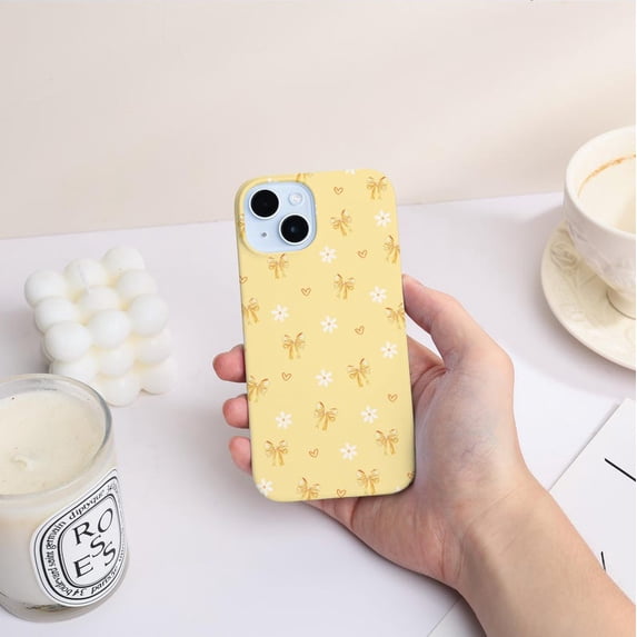 Yellow Bow and Flower Tough Phone Case, Protective Matte Cover with ...