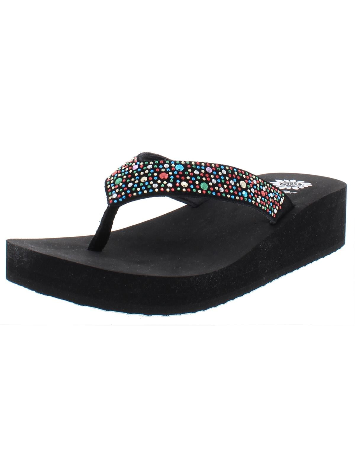 Yellow Box Womens Africa Leather Rhinestone Wedges - Walmart.com