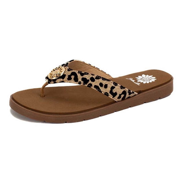 Yellow Box | FELCIA Velvet Leopard Print Flip Flops with EVA Sole ...