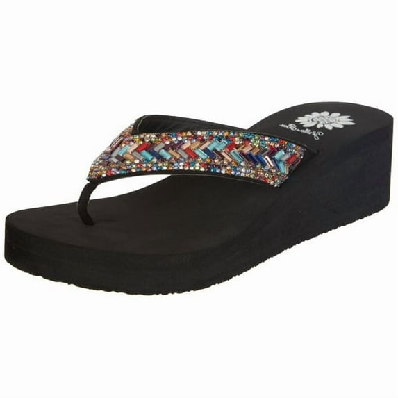 Yellow Box Skyllah Multi Jewels T-Strap Foam Open Toe Wedge Platform ...