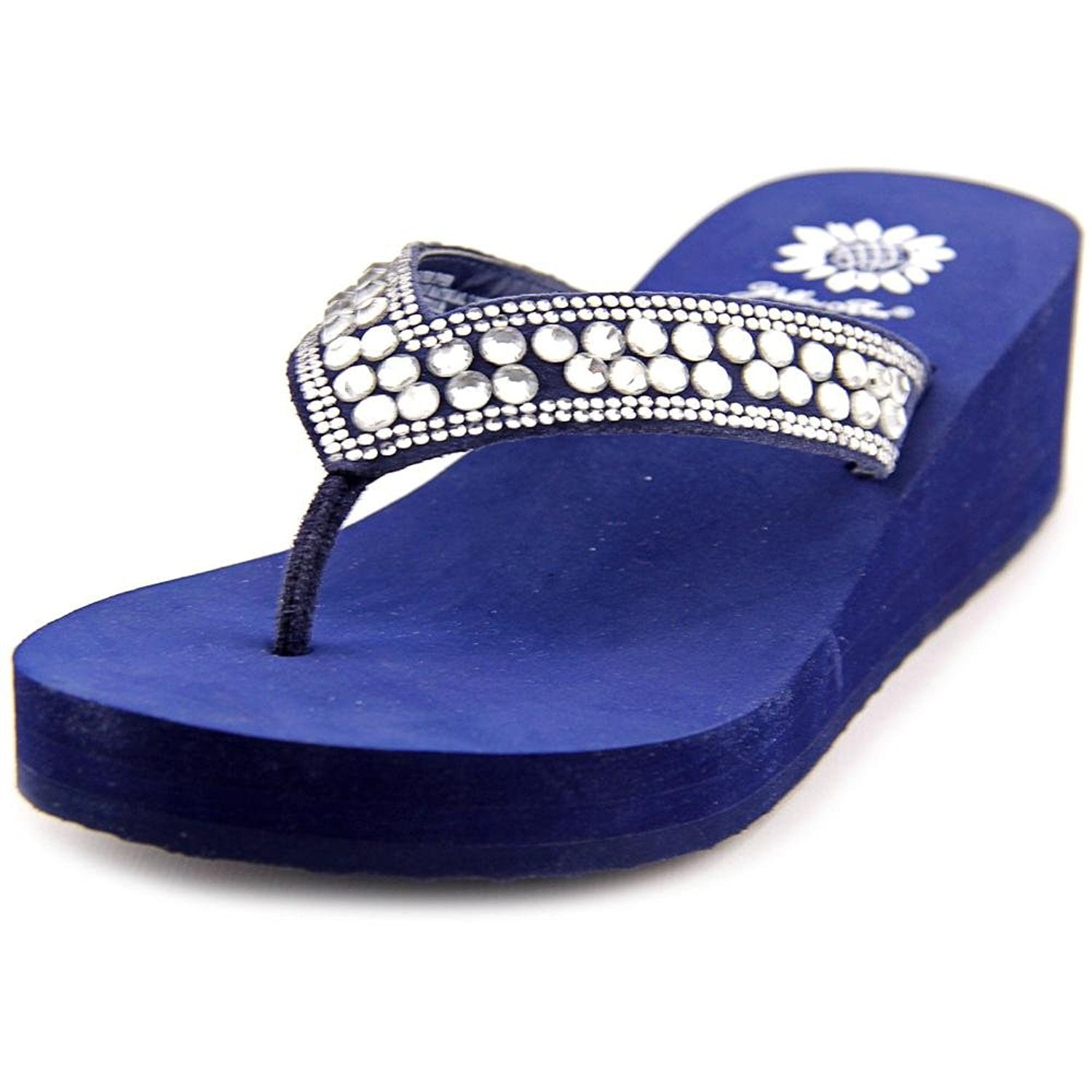 Yellow Box Sparrow Wedge Sandals Clear navy 7 M - Walmart.com