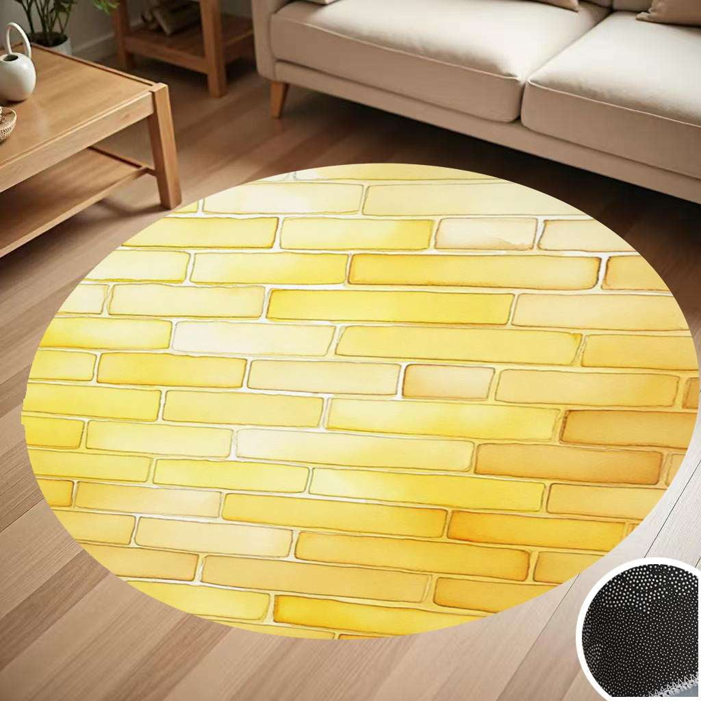 Yellow Brick Stone Wall Round Carpet Living Room Bedroom Home ...