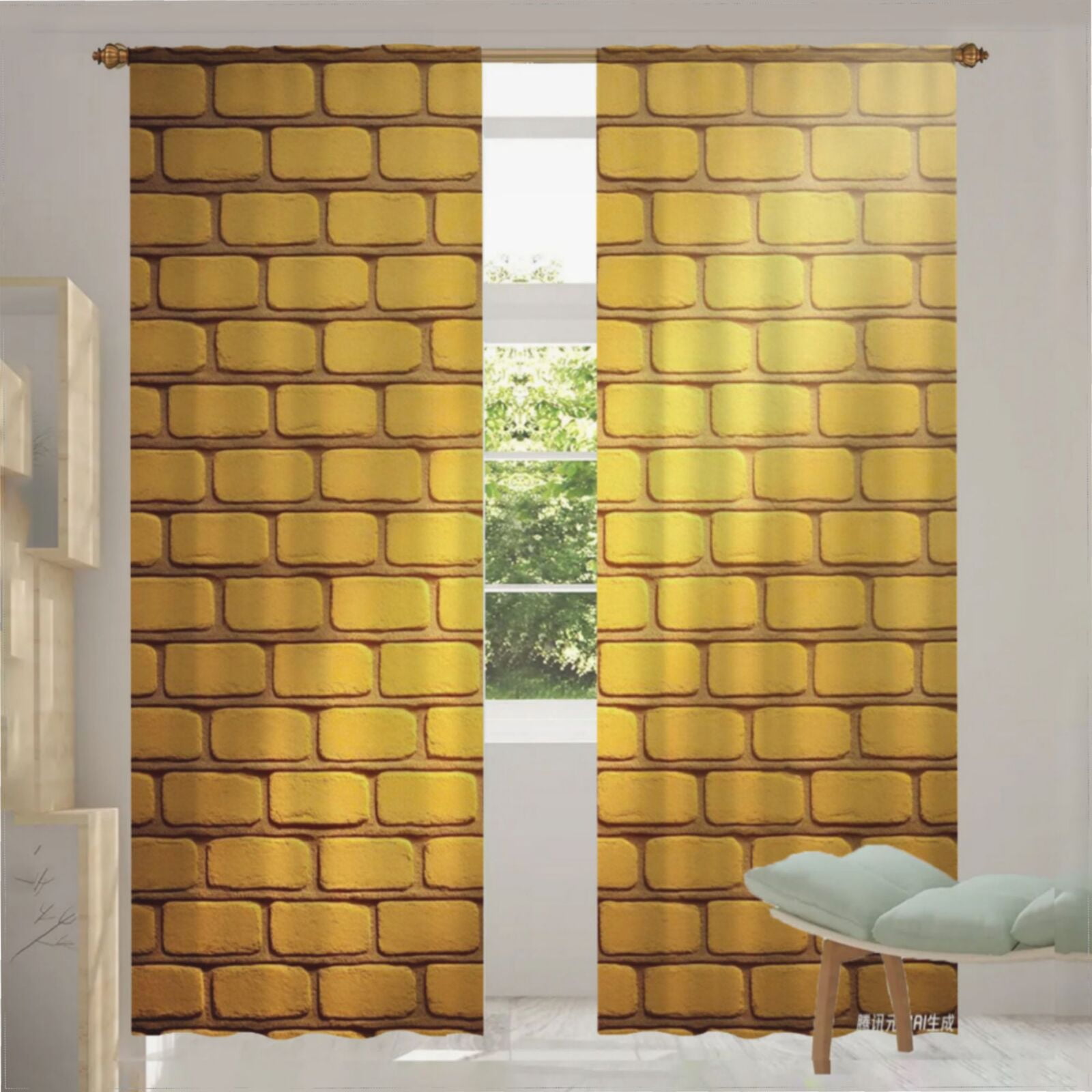Yellow Brick Wall Sunlight Curtains for Living Room Bedroom Decor ...