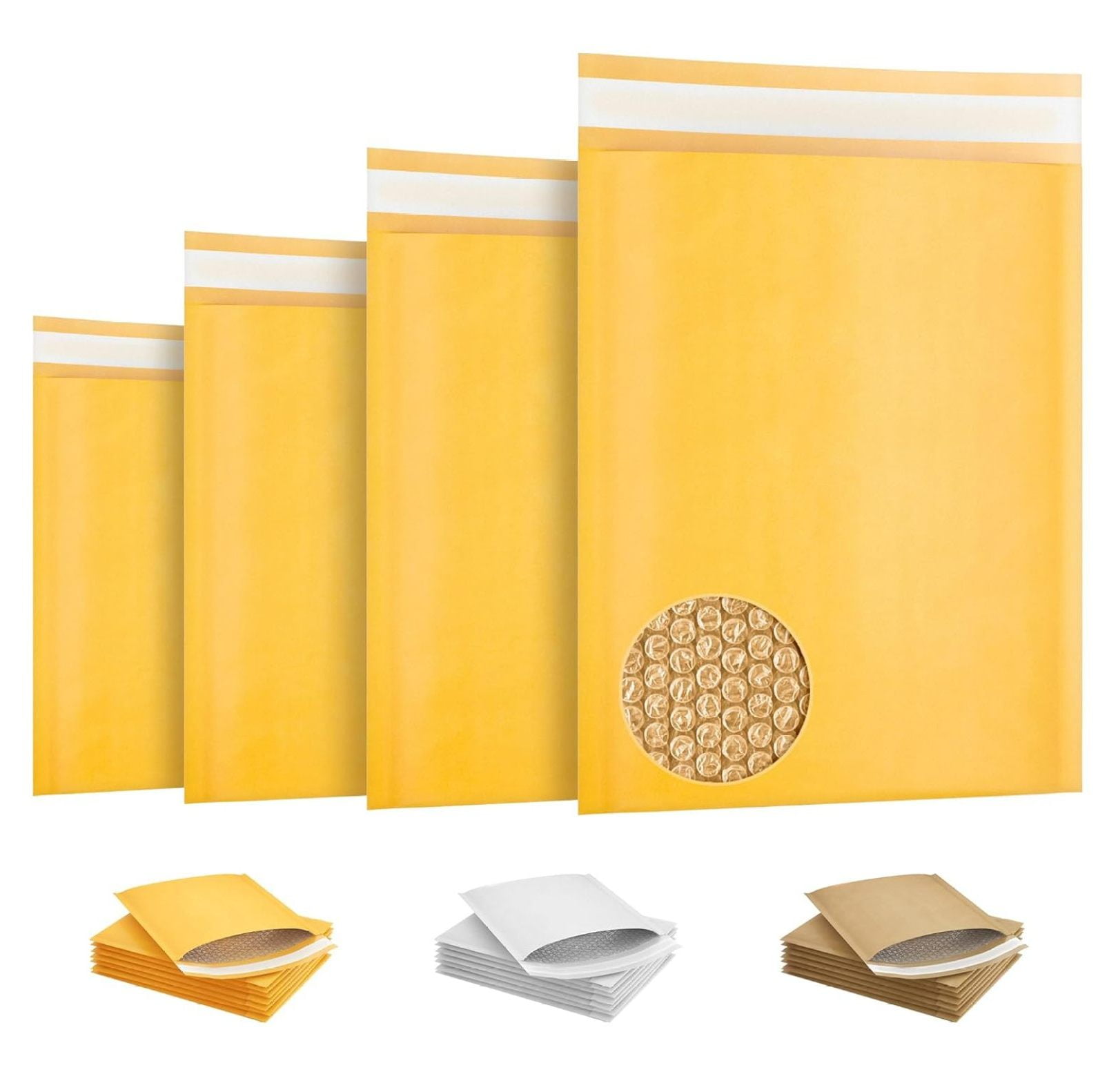 Yellow Bubble Mailer Envelopes, 9.5 x 13 Inches. 100 Pack Mail Padded ...