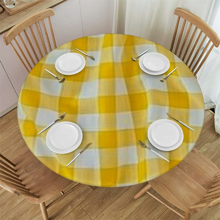 Yellow Buffalo Check Round Tablecloth,Table Cover for Indoor Outdoor ...