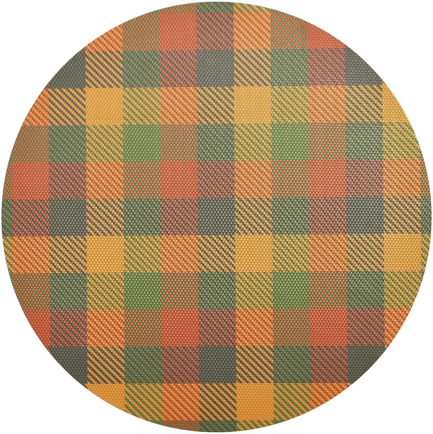 Yellow Buffalo Plaid Round Placemat Set of 1, Non-Slip Heat Resistant ...