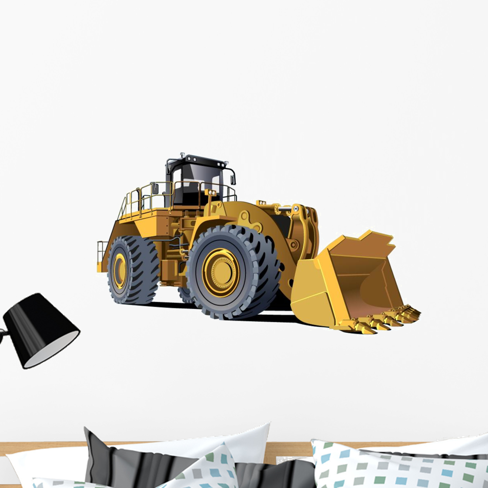Yellow Bulldozer Construction Wall Decal Sticker, Wallmonkeys Peel ...