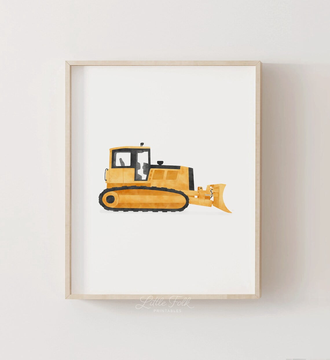 Yellow Bulldozer Poster Boys Room Decor Construction Vehicle Wall Art ...