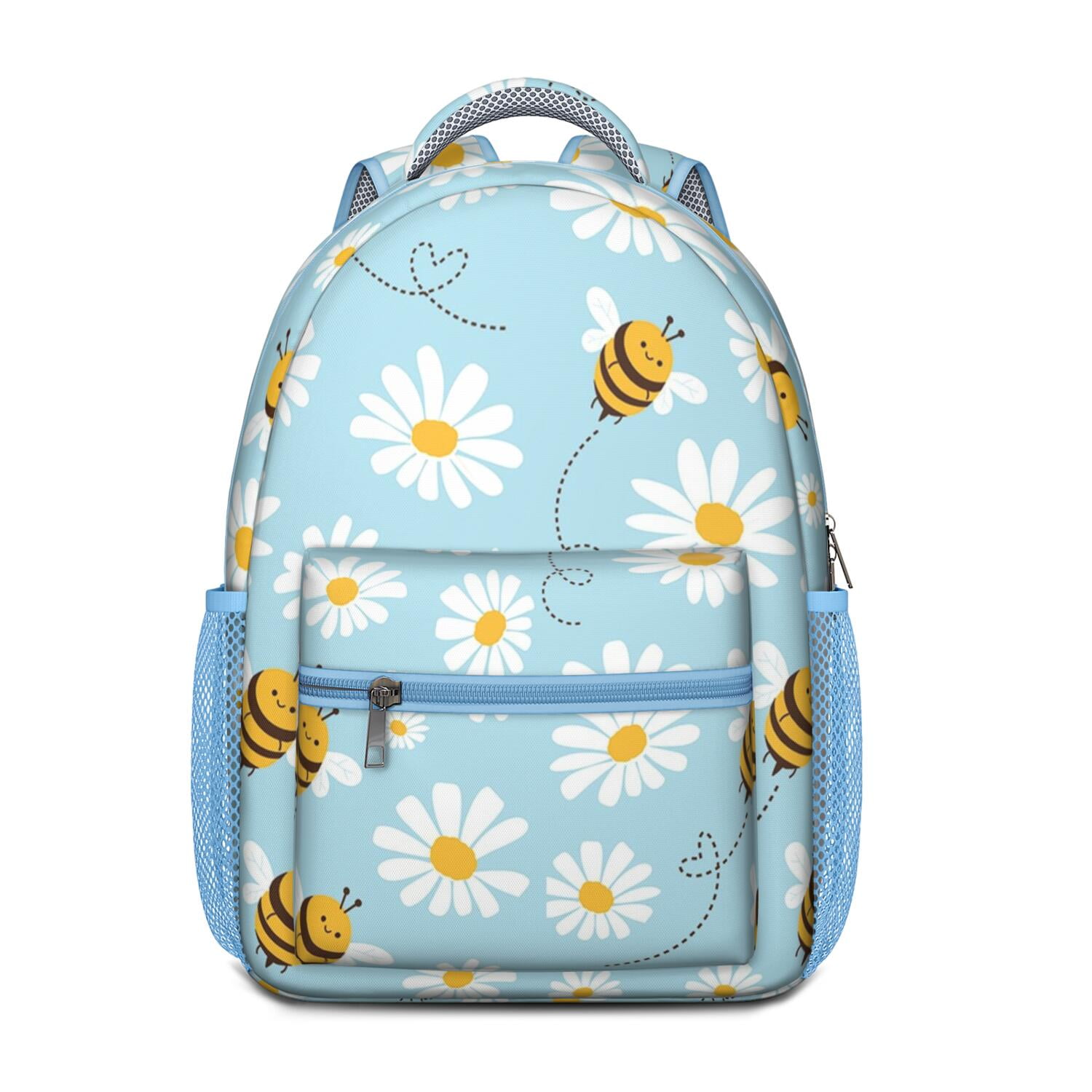 Yellow Bumble Bee Cartoon Backpack – Cute Honeycomb Pattern Schoolbag ...