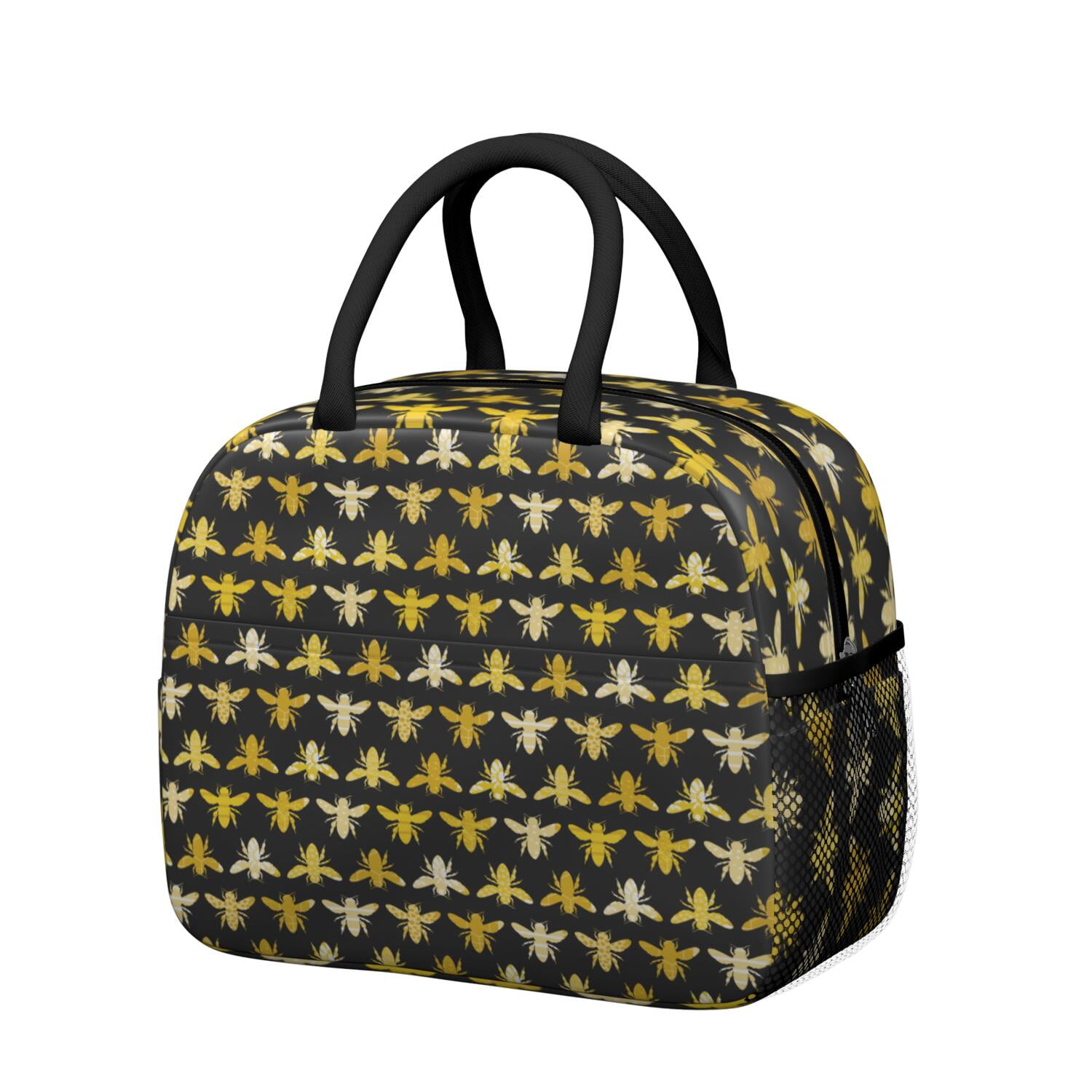Yellow Bumble Bee Lunch Bag - Cartoon Bee Print Insulated Reusable ...