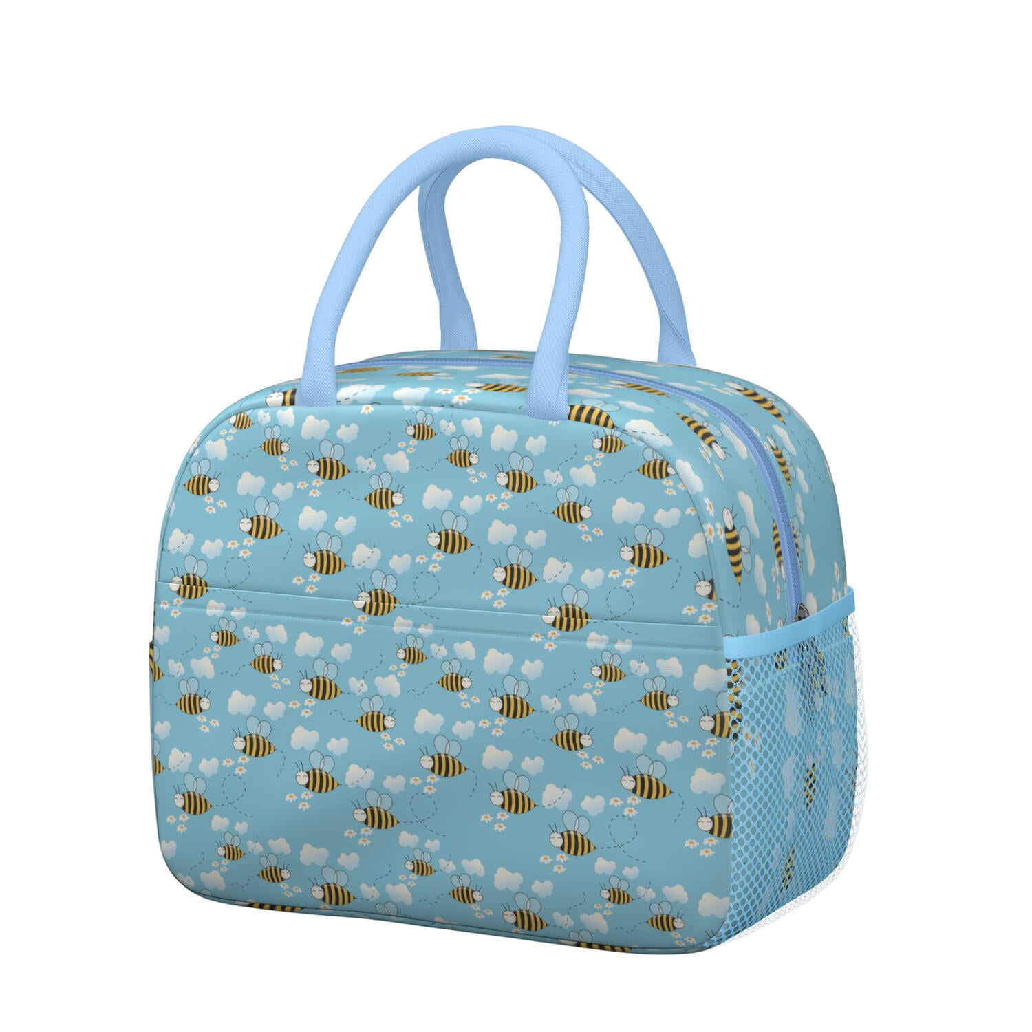 Yellow Bumble Bee Lunch Bag - Cartoon Bee Print Insulated Reusable ...