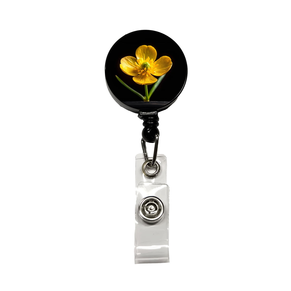 Yellow Buttercup Flower Photo Retractable Reel ID Badge Key Card Name ...