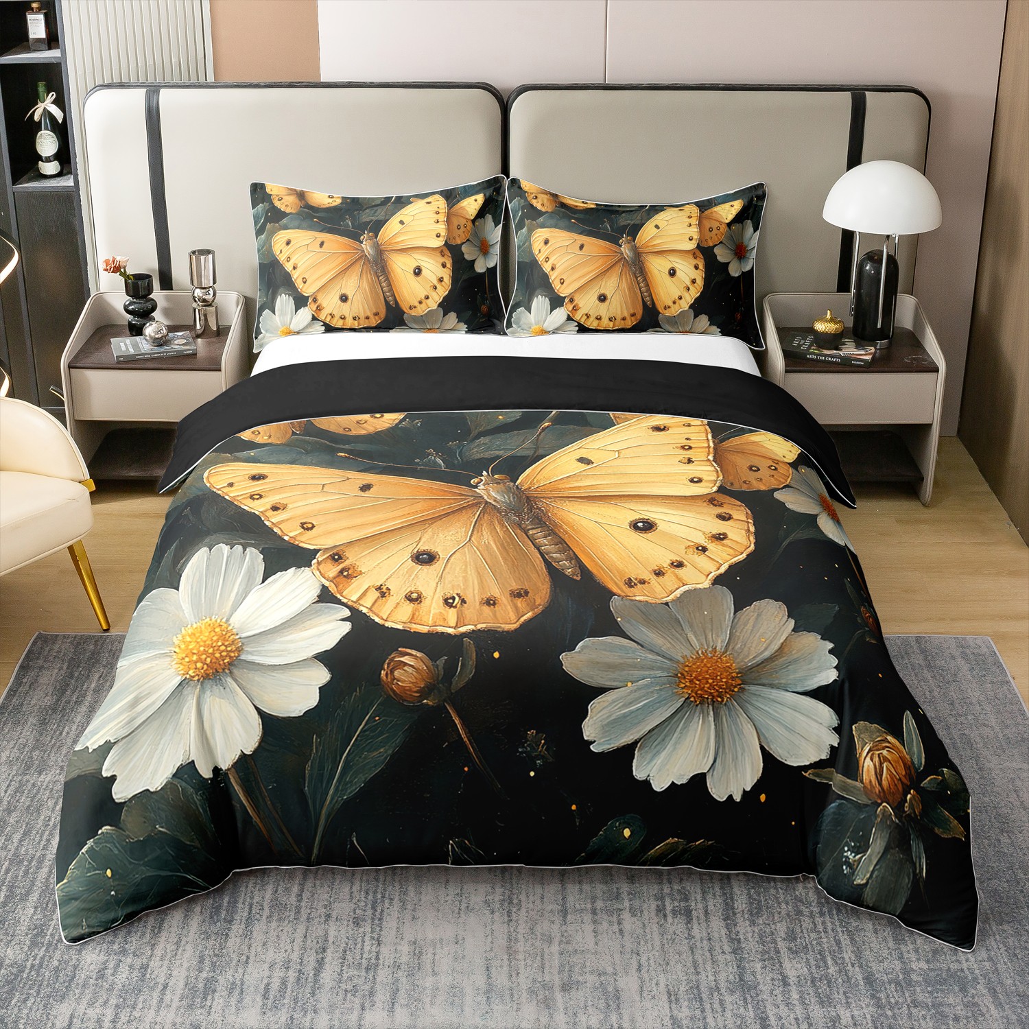 Yellow Butterfly 100% Cotton Duvet Cover Twin,Dreamy Animal Spring ...