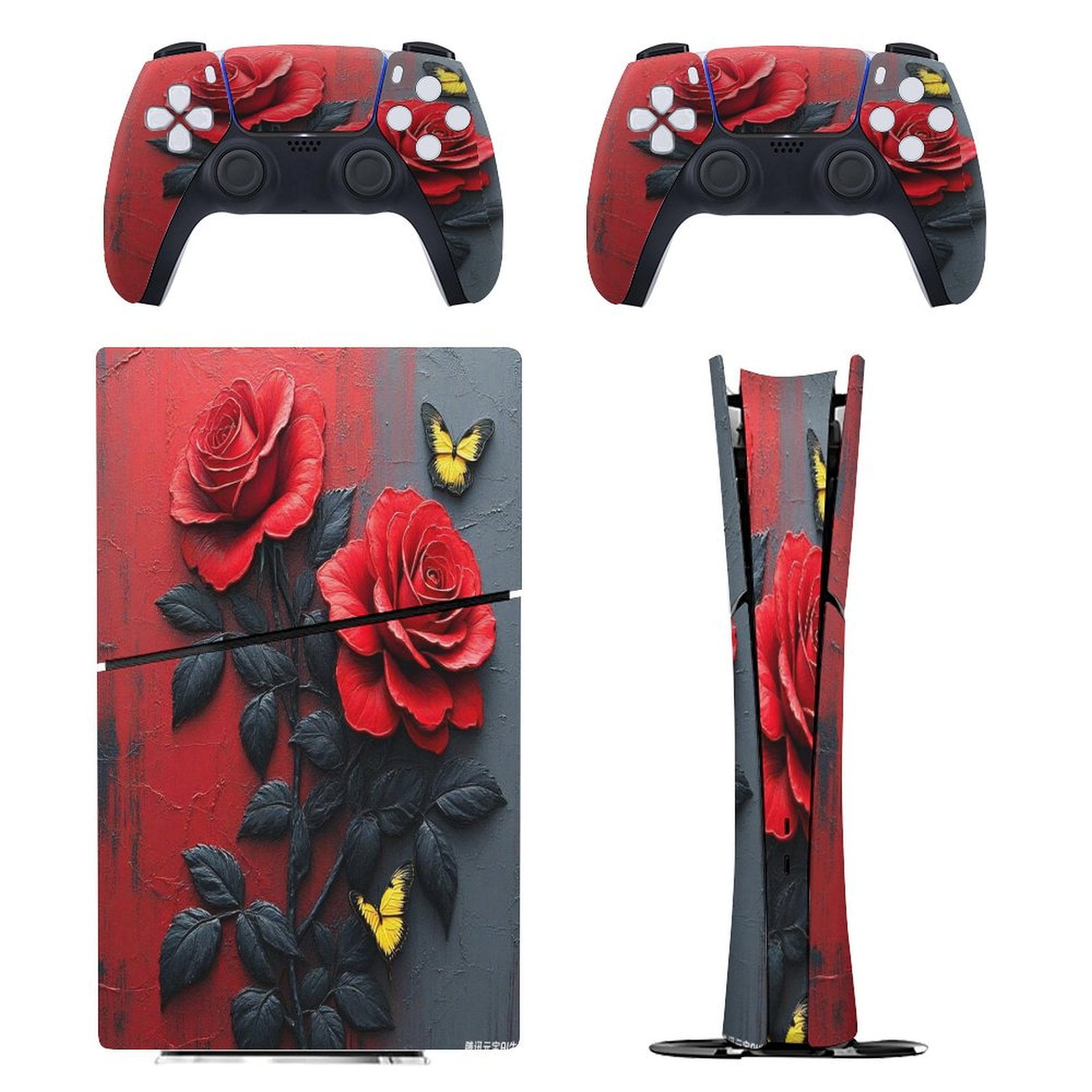 Yellow Butterfly Romantic Rose Grey And Red PS5/PS5 Slim Digital Disc ...